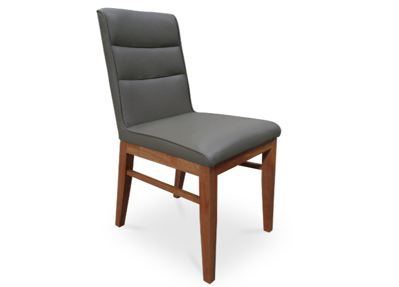 Nico Leather Dining Chair GREY w Blackwood Leg - Leather Dining Chairs
