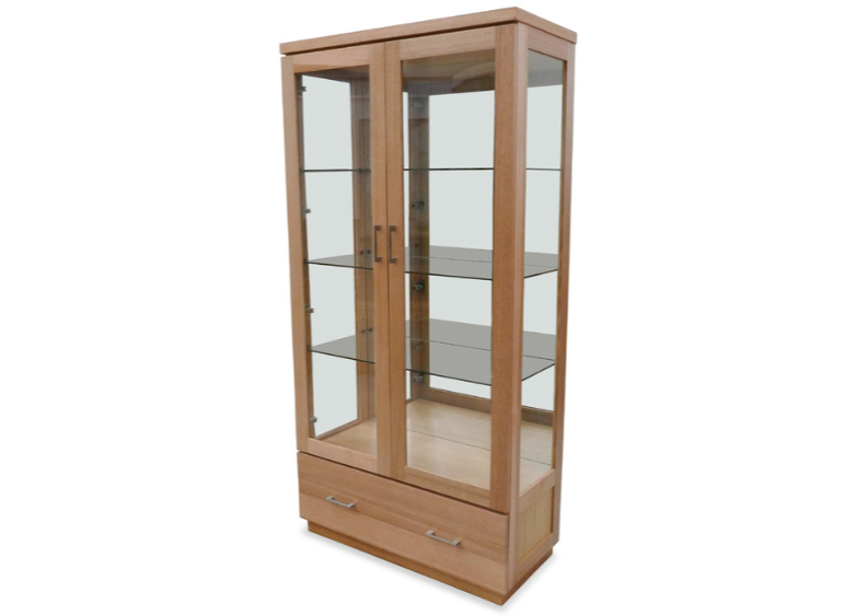 Oscar Tasmanian Oak Timber & Glass Display Cabinet - Display Cabinets