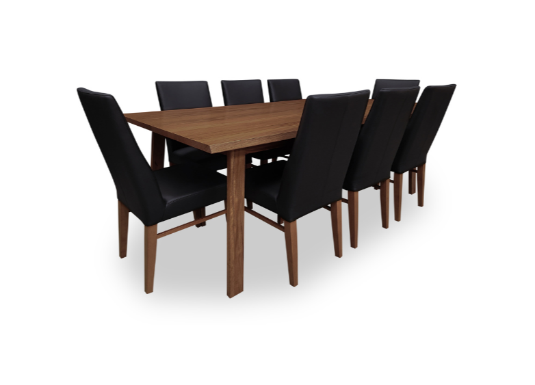 Marri Eucalypt Timber 2200 Dining Set with 8 Mid Back Contour GREY ...