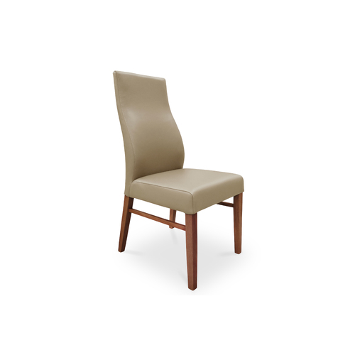 The Contour High Back Full Grain Leather Dining Chair Light MOCHA w Blackwood Leg Leather Dining Chairs